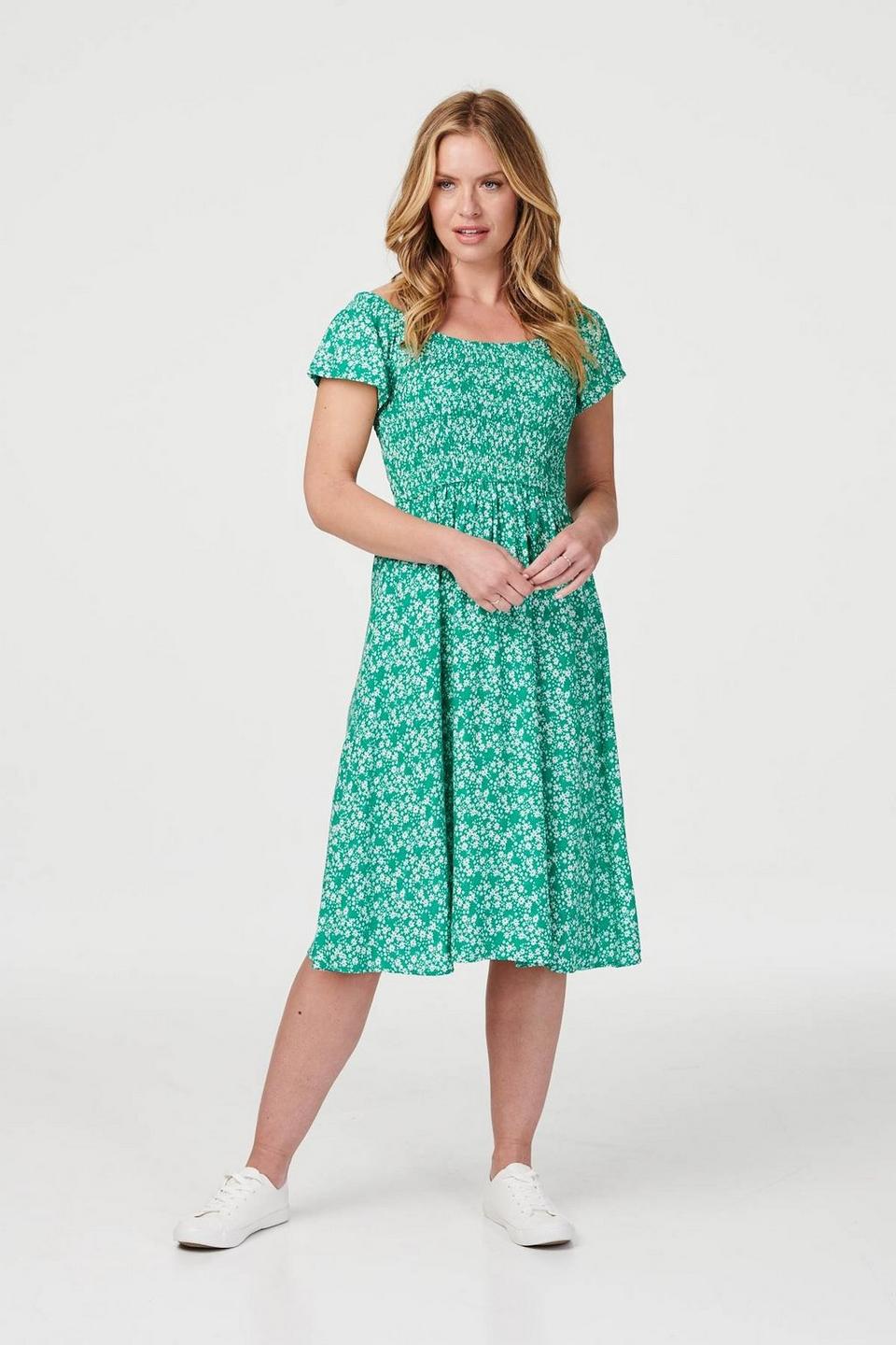 Dresses Floral Off The Shoulder Midi Dress Izabel London